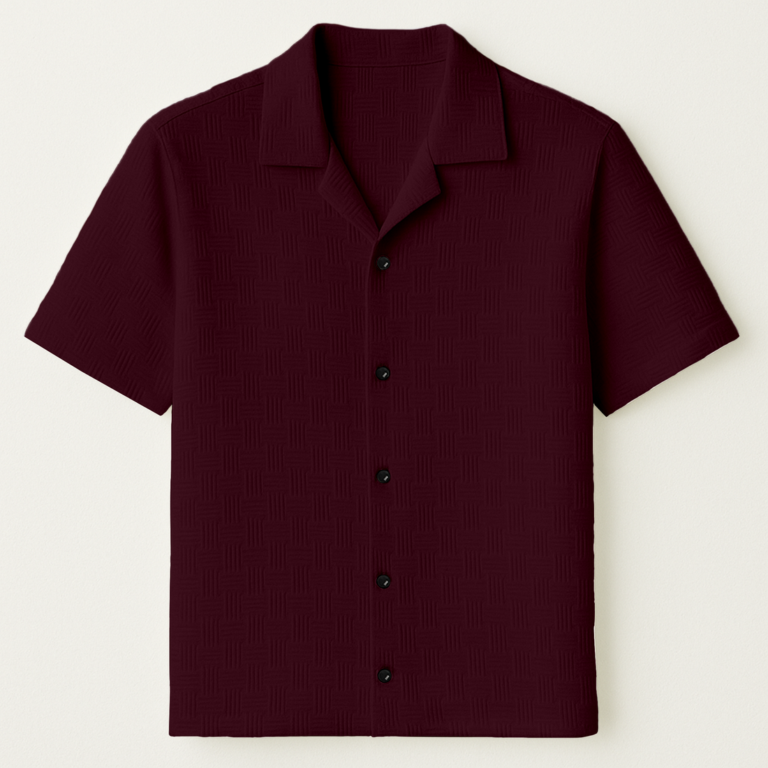 Maroon Cuban Popcorn Stripe Shirt by Munaf Fashion
