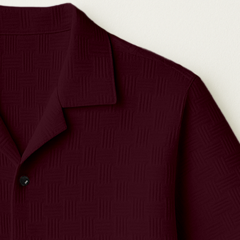 Maroon Cuban Popcorn Stripe Shirt by Munaf Fashion